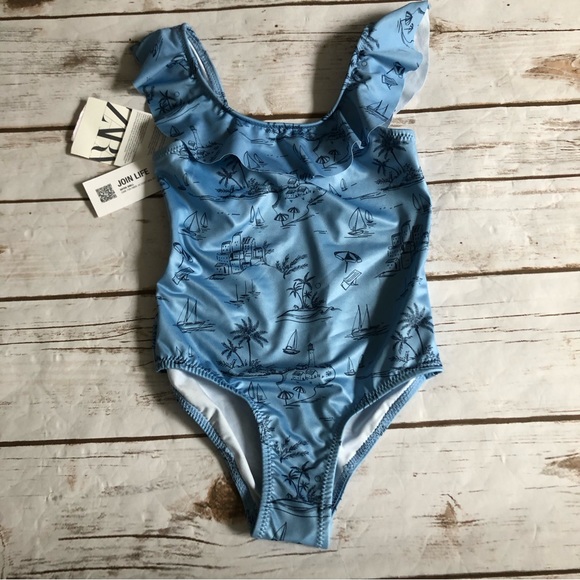 Zara | Swim | Zara Blue Swimsuit | Poshmark